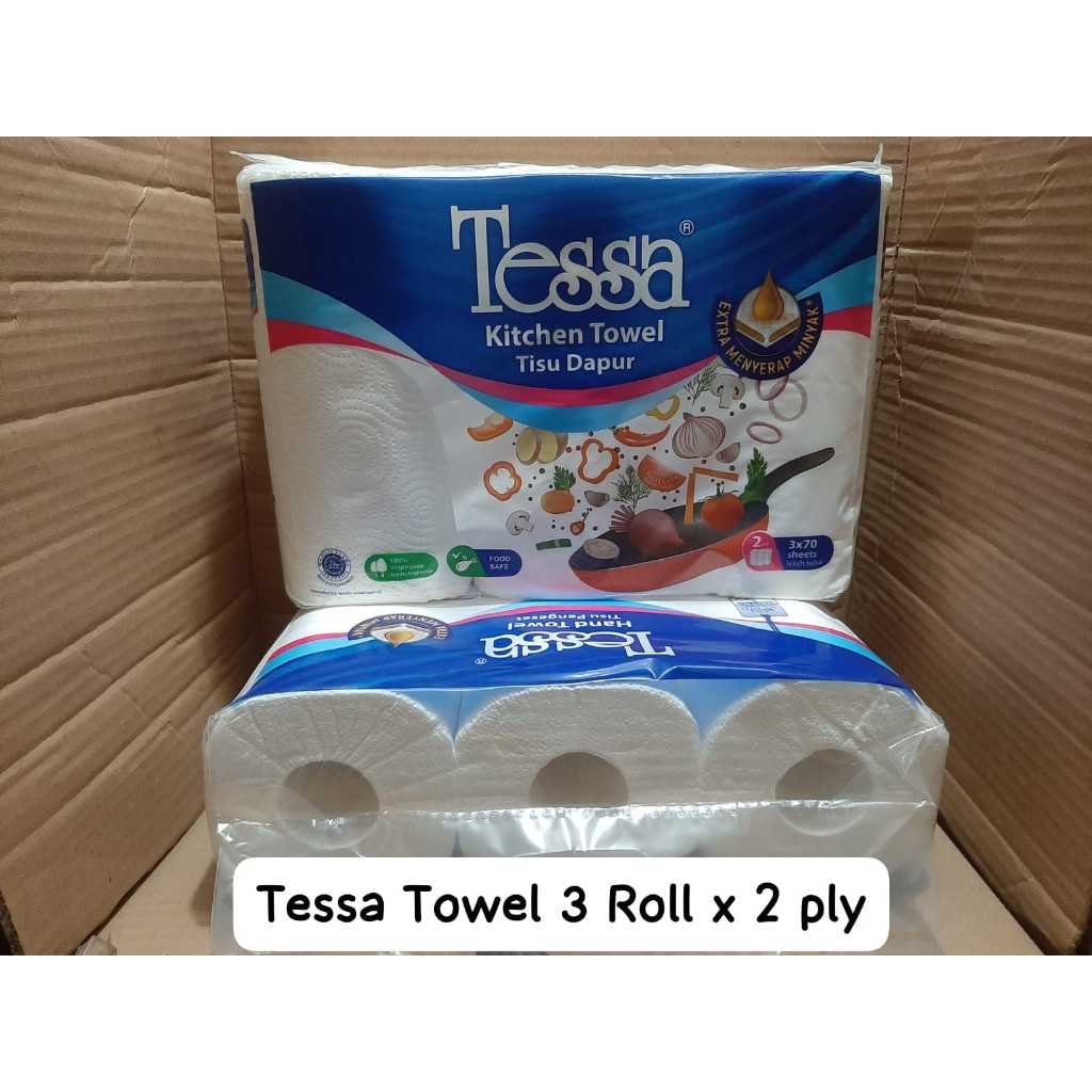 Jual 1 Pcs Tissue Kitchen Towel Tessa 3 Roll x 70 Sheets x 2 Ply TTP ...
