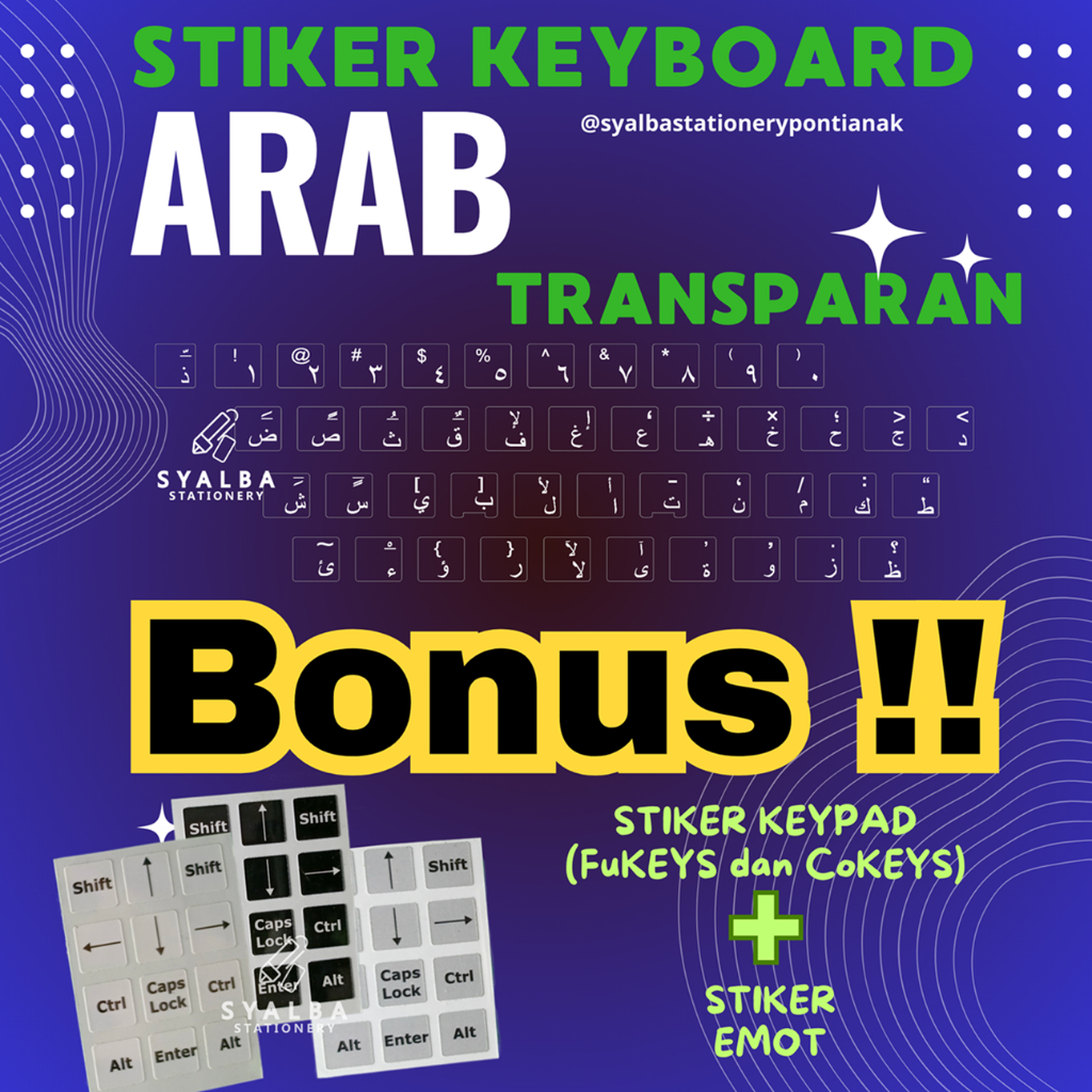 Jual Sticker Keyboard Arab Transparan: Font Hijaiyah Arabic Estetik ...