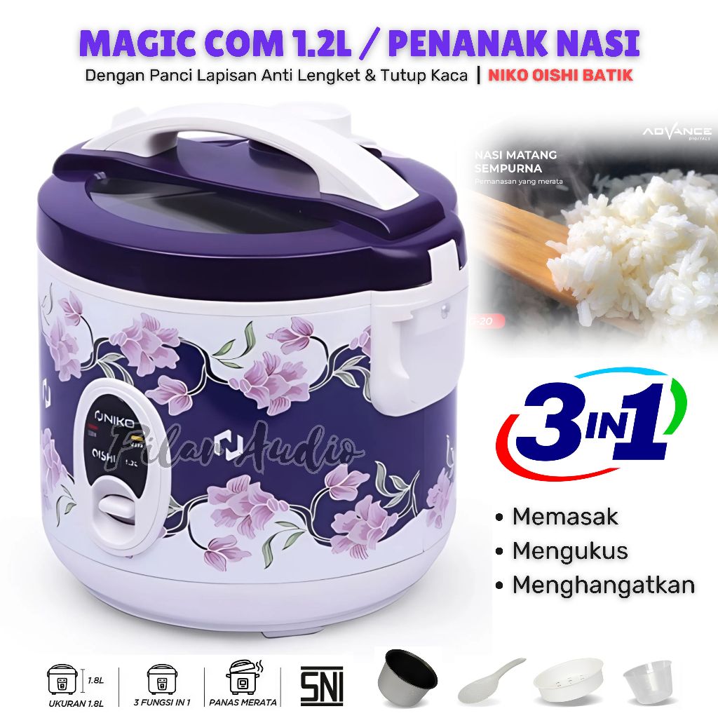 Jual Mejikom Magic Com NIKO OISHI BATIK Penanak Nasi 1,2 Liter Dan 1,8 ...