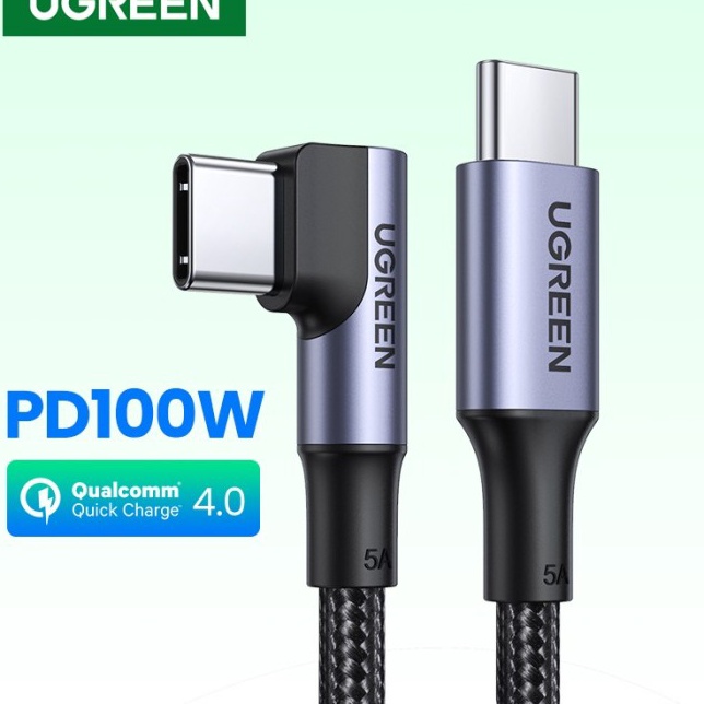Jual UGREEN USB Type C Kabel C to C 1W Braided Nylon 9Degree Angled ...