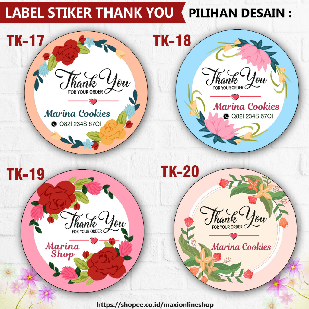 Jual Sticker Thankyou isi 100 Pcs/ Sticker Thank You Custom Nama Toko ...
