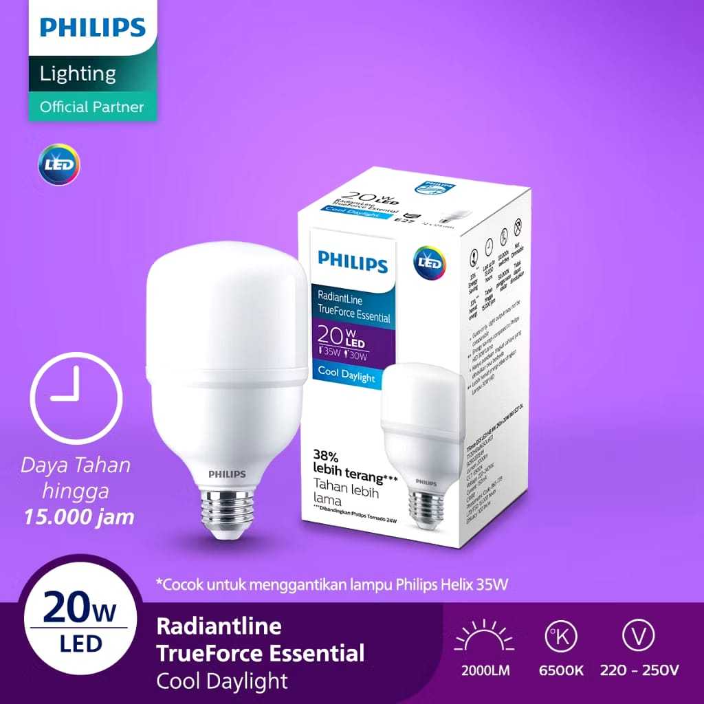 Jual PHILIPS Lampu LED 20 Watt 20w RadiantLine TrueForce Essential E27 - Putih 6500K | Shopee ...