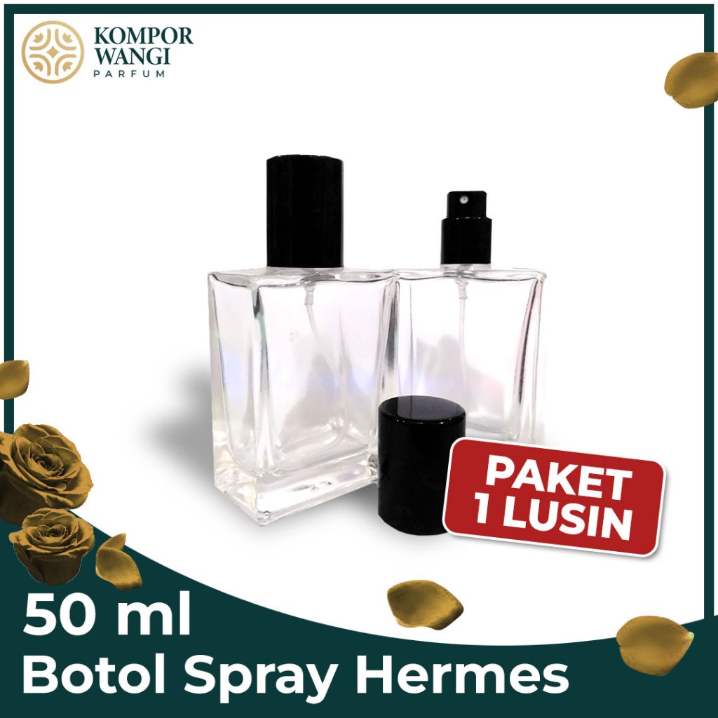 Jual PAKET 1 LUSIN BOTOL SPRAY KACA PARFUM HERMEZ 50 ML TUTUP DRAT ...