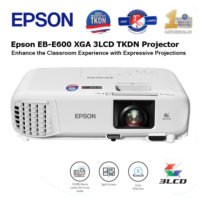 Jual Epson Proyektor / Projector EB-E600 XGA 3LCD 3400 Lumens | Shopee ...
