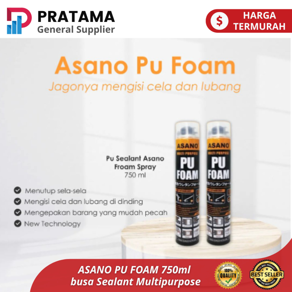 Jual ASANO PU FOAM 750ml busa Sealant Multipurpose untuk Peredam Panas dan Suara | Shopee Indonesia
