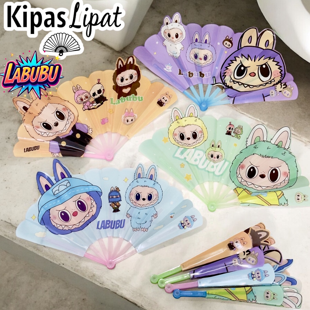 Jual Souvenir Kipas Tangan karakter Boneka Labubu Lucu Kipas Lipat ...