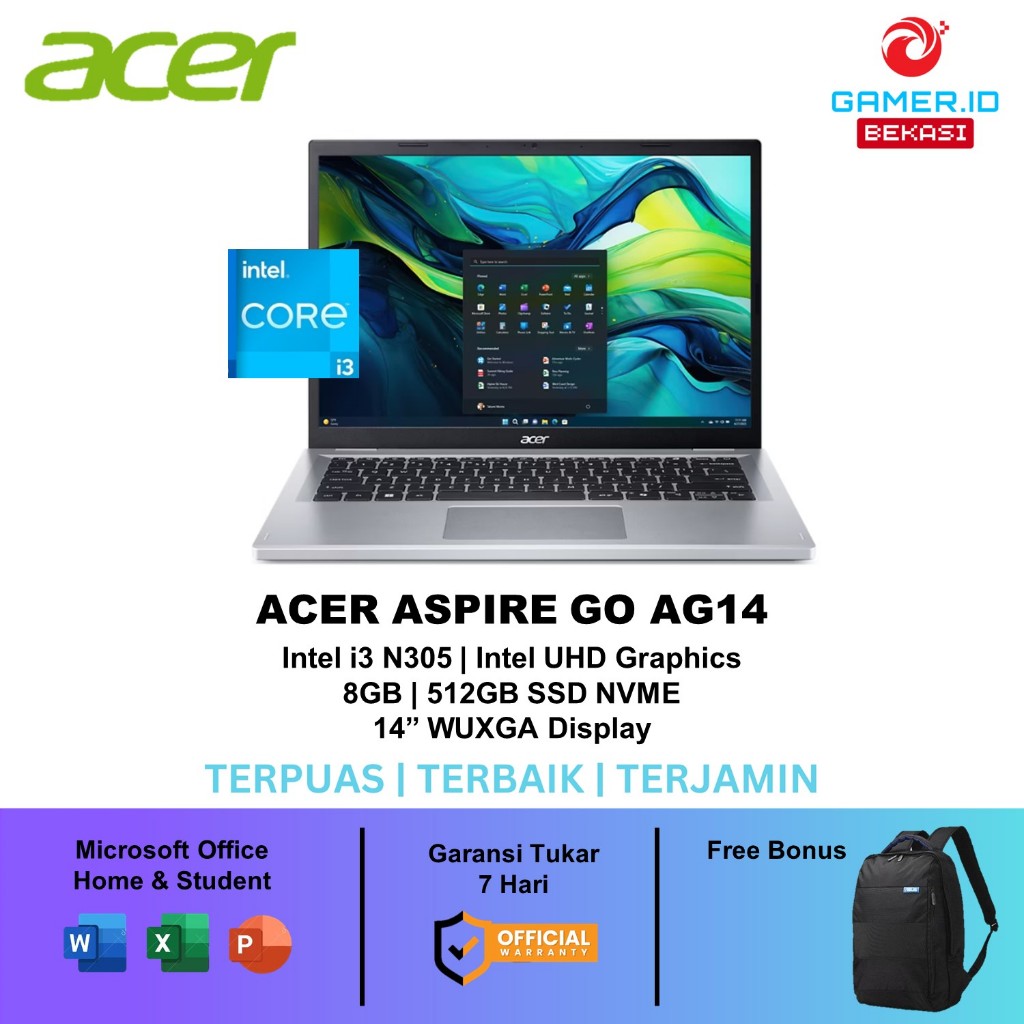 Jual Acer Aspire Go 14 AG14 Intel Core i3 N305 8CORE 8GB 512GB W11+OHS ...