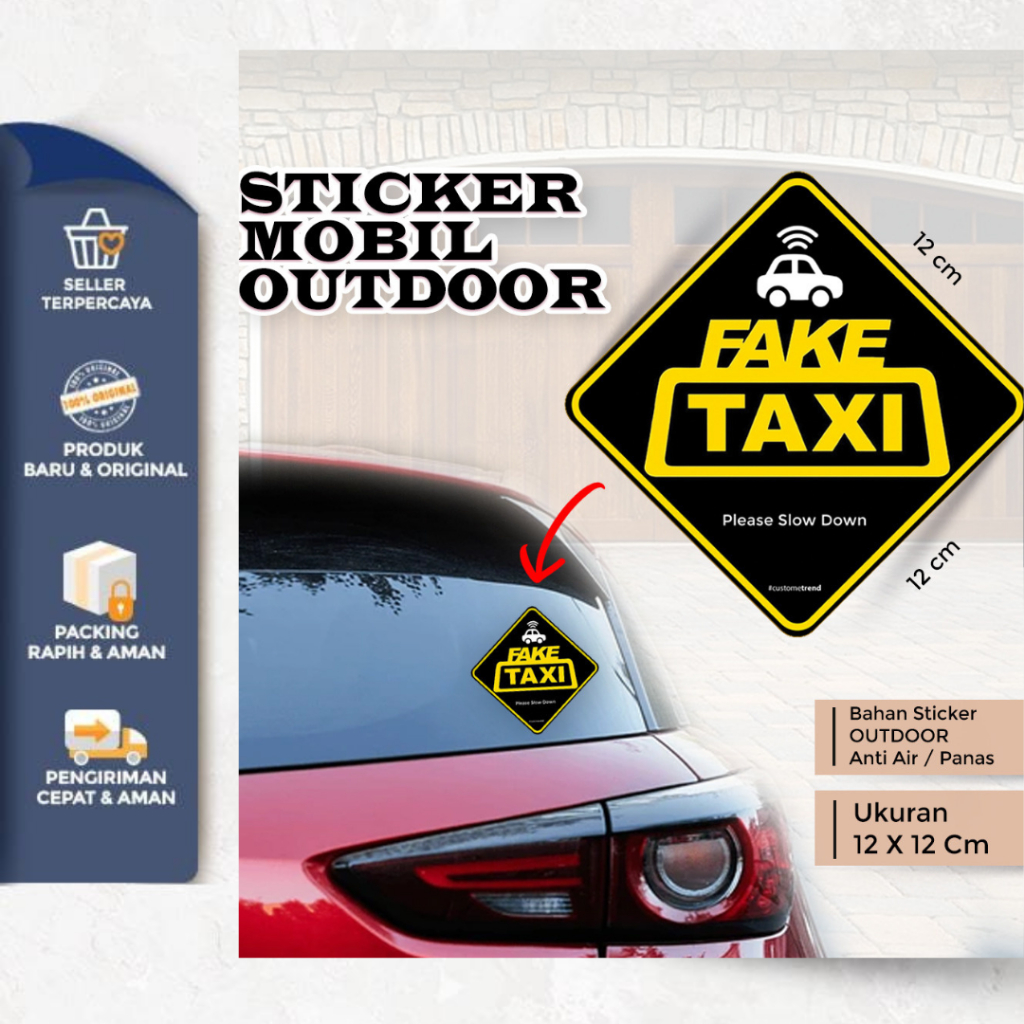 Jual tmc - Stiker Fake Taxi Car Sticker Chrome 12 x 12 cm Ketupat ...