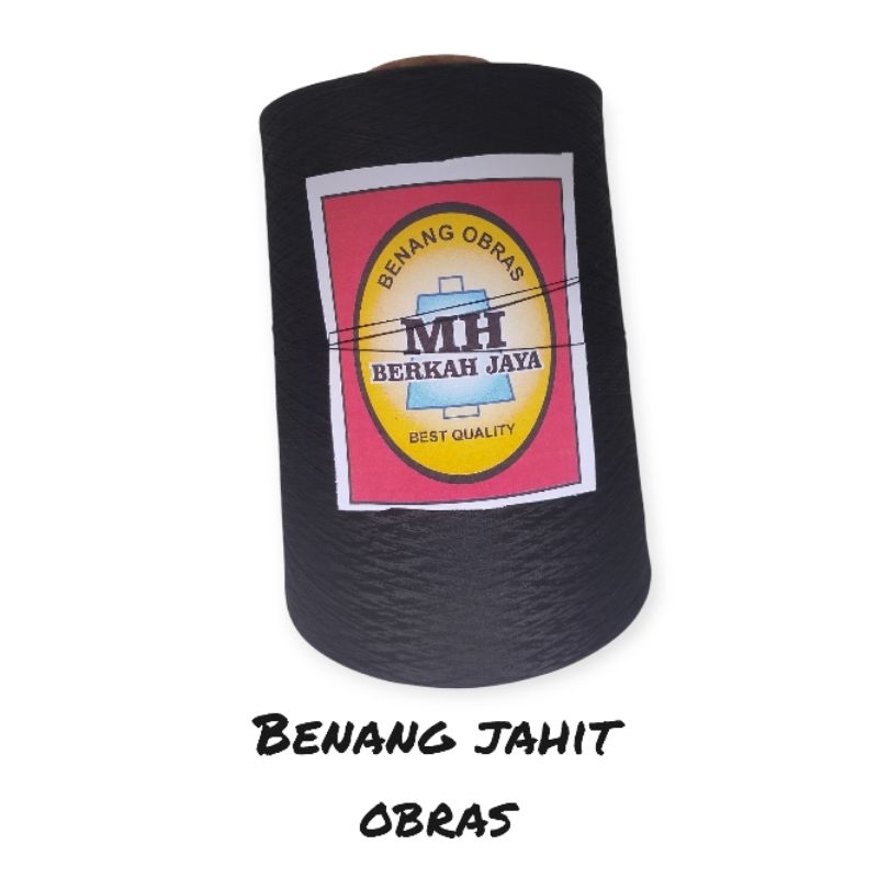 Jual Benang obras Polyester 500 gram / benang jahit obras hitam & putih ...