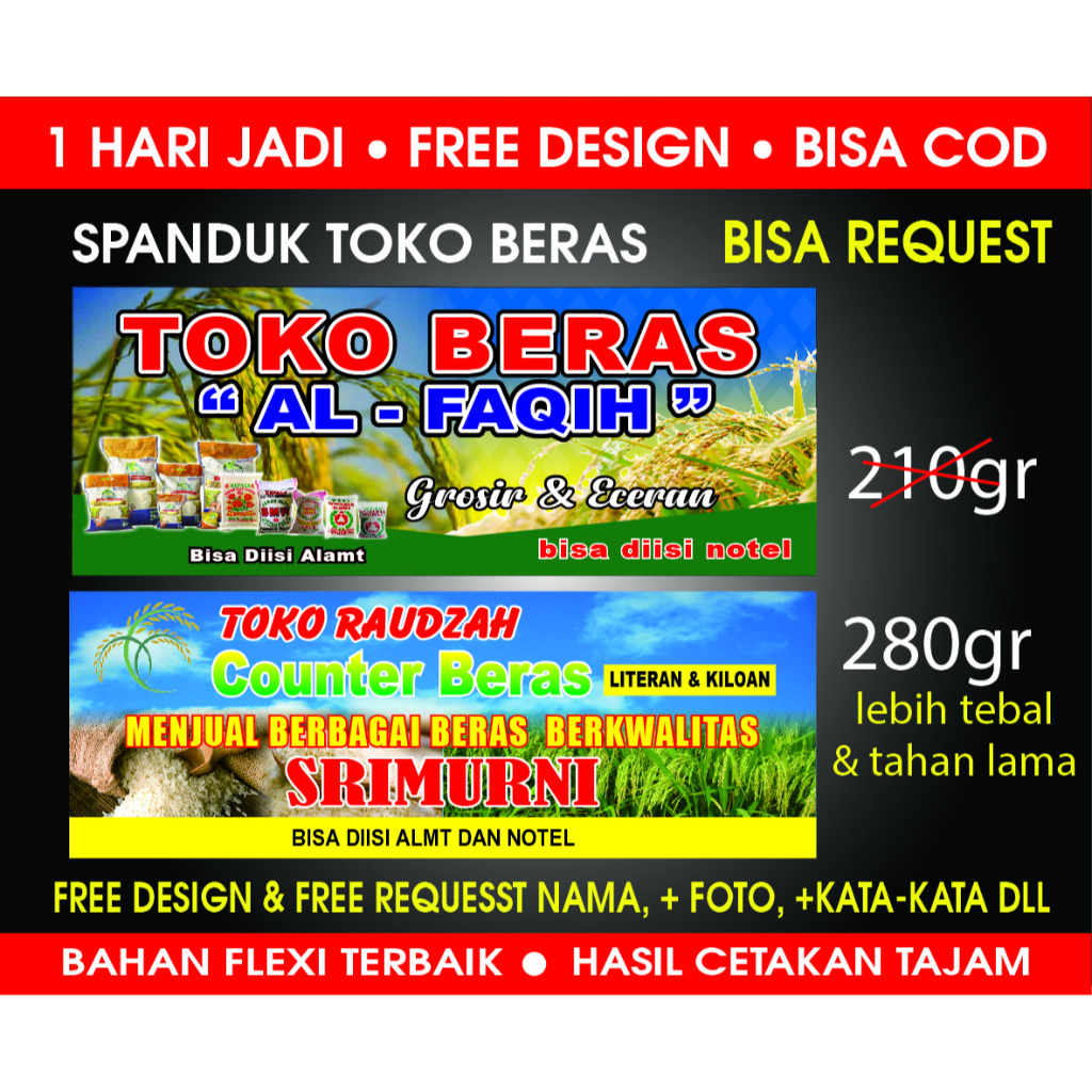 Jual SPANDUK BANNER TOKO BERAS & TELOR | Shopee Indonesia