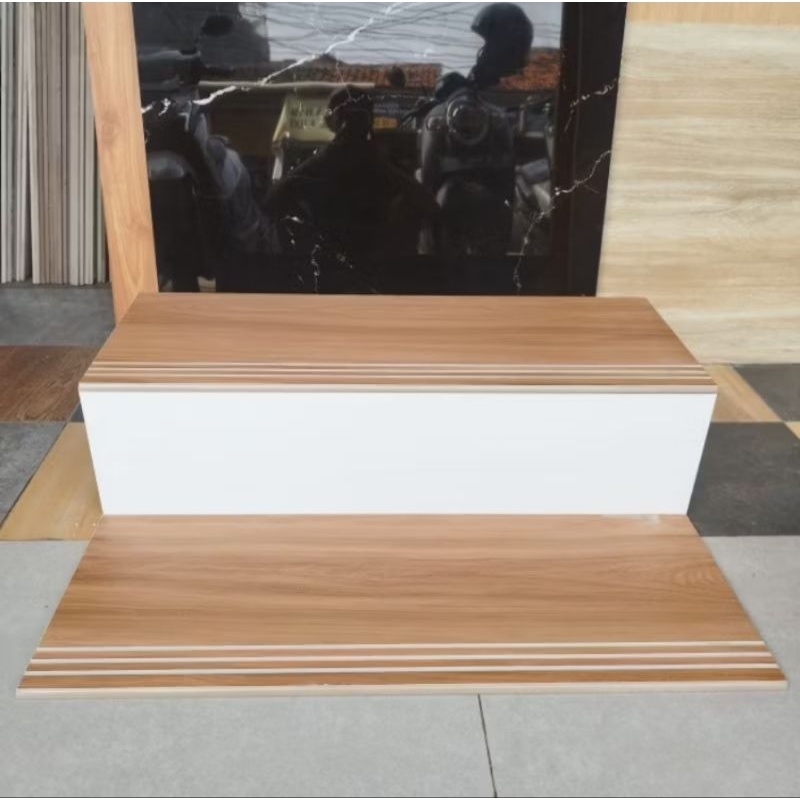 Jual GRANIT TANGGA MOTIF KAYU KOMBIANSI PUTIH POLOS 30X100 20X100 Satu set pijakan dinding ...