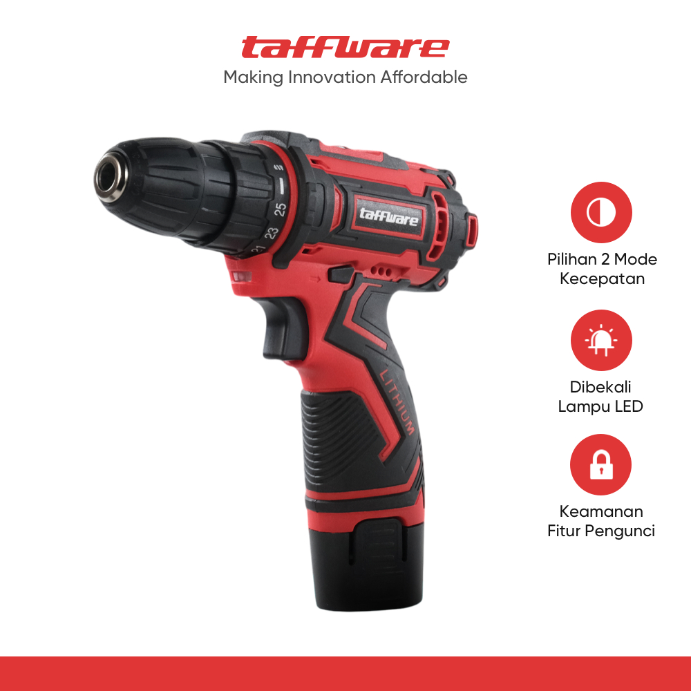 Jual Taffware Bor Listrik Cordless Lithium Battery Electric Screwdriver ...
