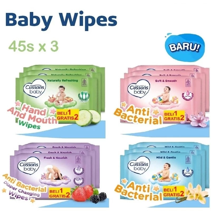 Jual Cussons Baby Wipes / Tissue Basah 3x45's Tisu Basah Bayi | Shopee ...