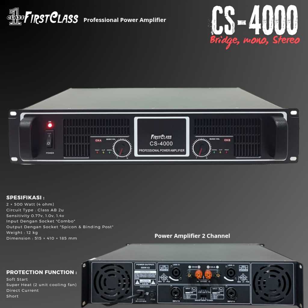 Jual Power Amplifier FirstClass CS-4000 FIRST CLASS CS 4000 2x500w ...