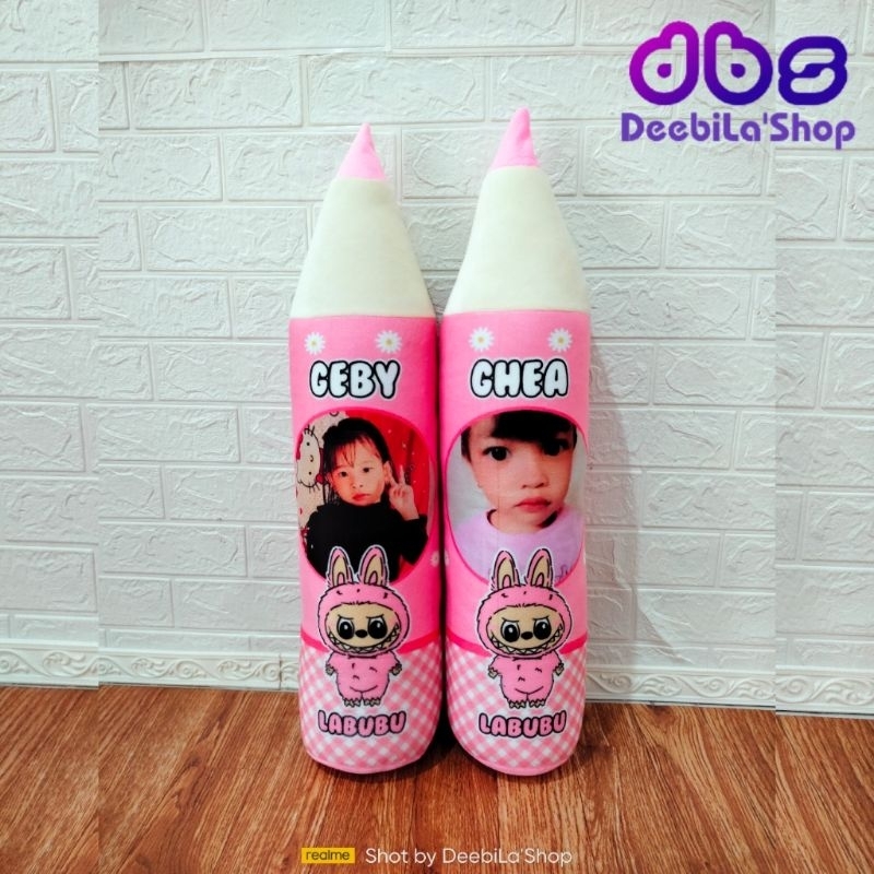 Jual GULING PENSIL KARAKTER LABUBU CUSTOM NAMA DAN FOTO / GULING ...
