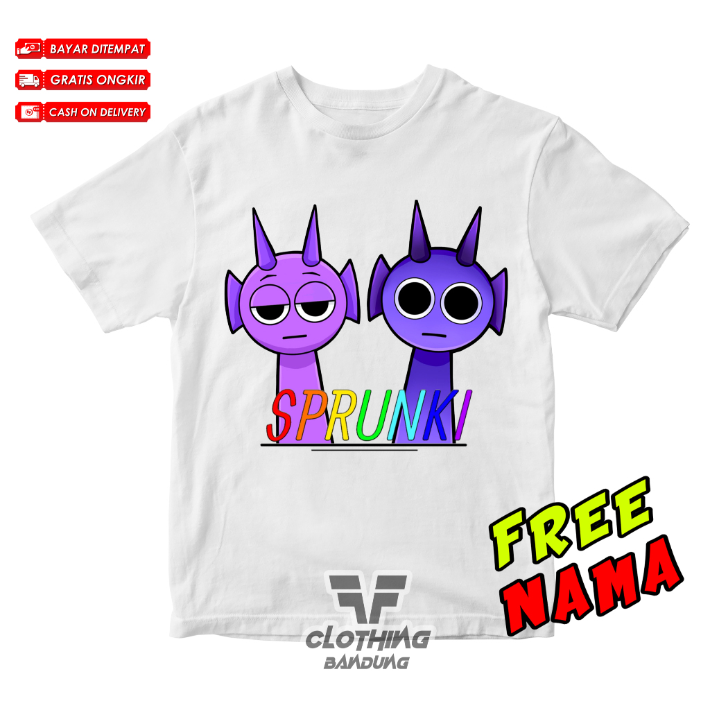 Jual Kaos Baju Anak Sprunki Incredibox Karakter Durple & Durple Horror ...