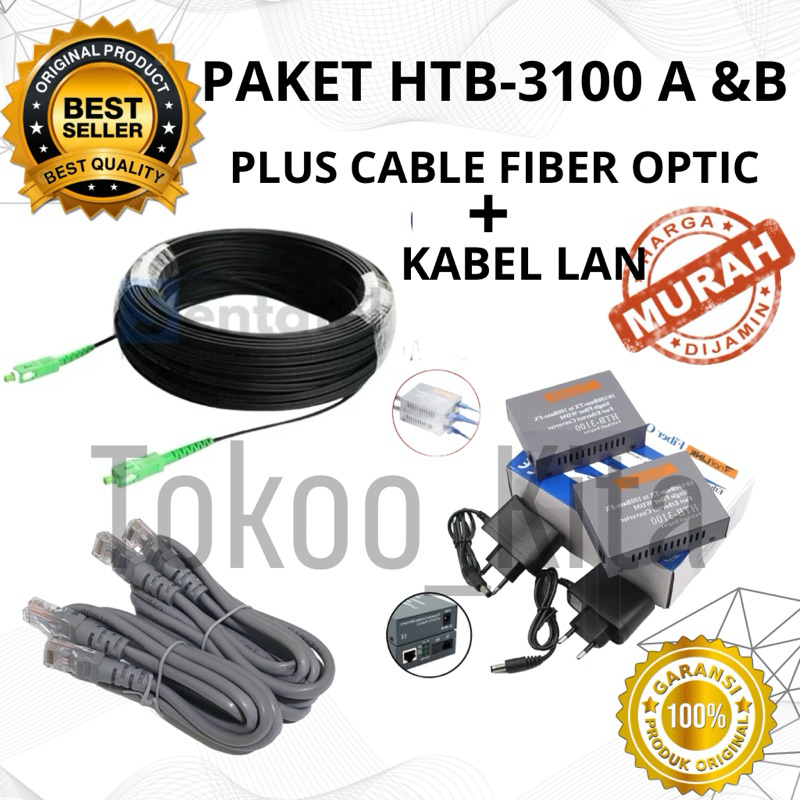 Jual Paket Cable Fiber Optic APC to APC + Media Converter HTB-3100 A+B ...
