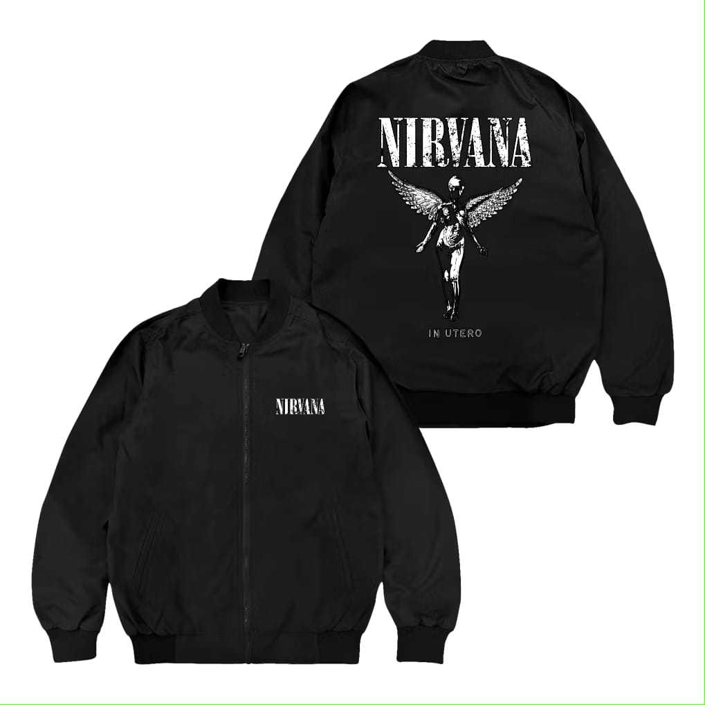 Jual zuro - Jacket Bomber nirvana unitro Jacket pria waterproof Black Unisex | Shopee Indonesia