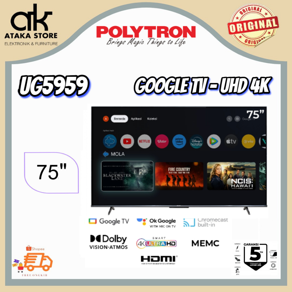Jual TV LED POLYTRON - G0GLE TV UHK 4K 65 inch 65UG5959 / 75 INCH 75UG5959 UHD 4K Smart Android ...