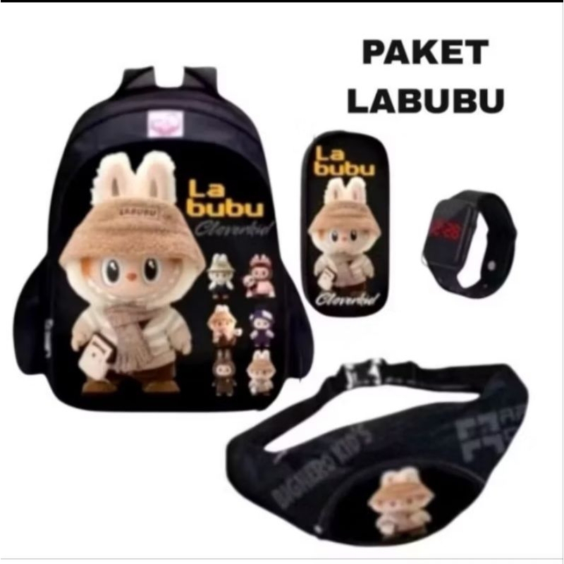 Jual TAS RANSEL LABUBU 4IN1 TAS ANAK SEKOLAH TK SD Karakter LABUBU | Shopee Indonesia