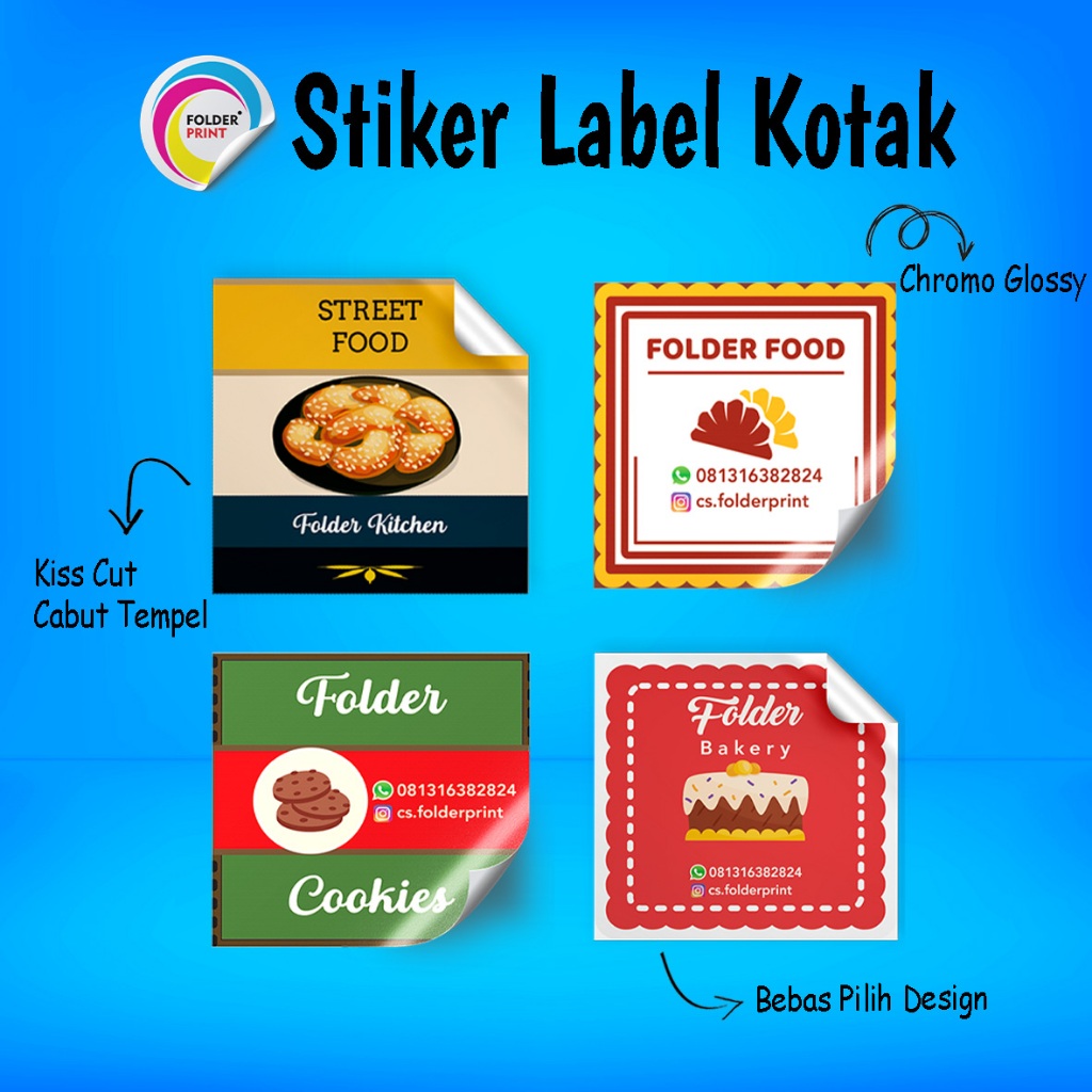 Jual Stiker Label Kotak Chromo Custom Kemasan Produk | Shopee Indonesia