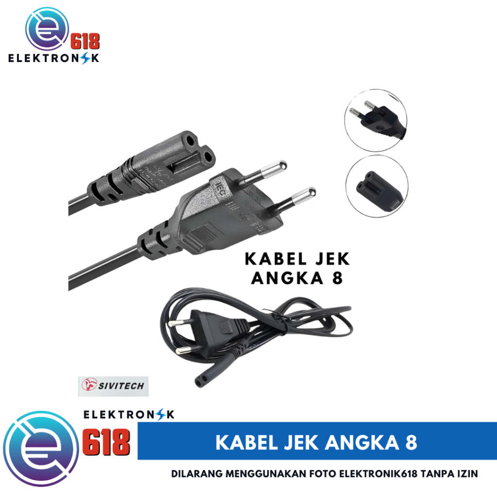 Jual ELEKTRONIK618 Kabel Power kabel angka 8 kabel printer HP Epson 1m ...