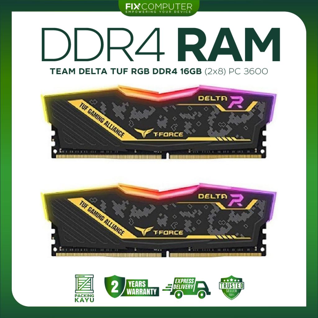 Jual TEAM DELTA TUF RGB RAM DDR4 16GB kit PC25600 3200Mhz (2x8GB ...