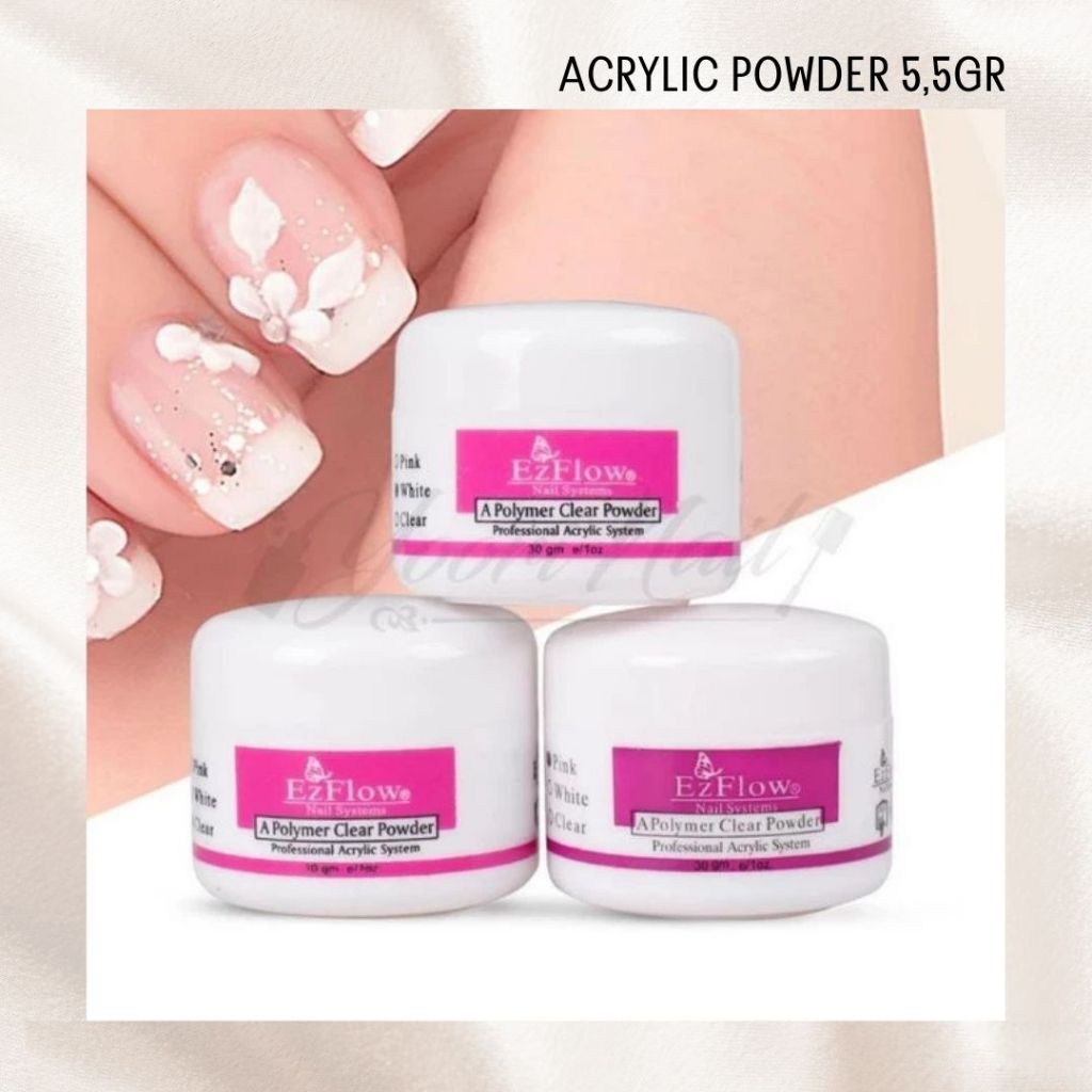 Jual Acrylic powder ez flow acrylic powder ezflow white putih pink ...