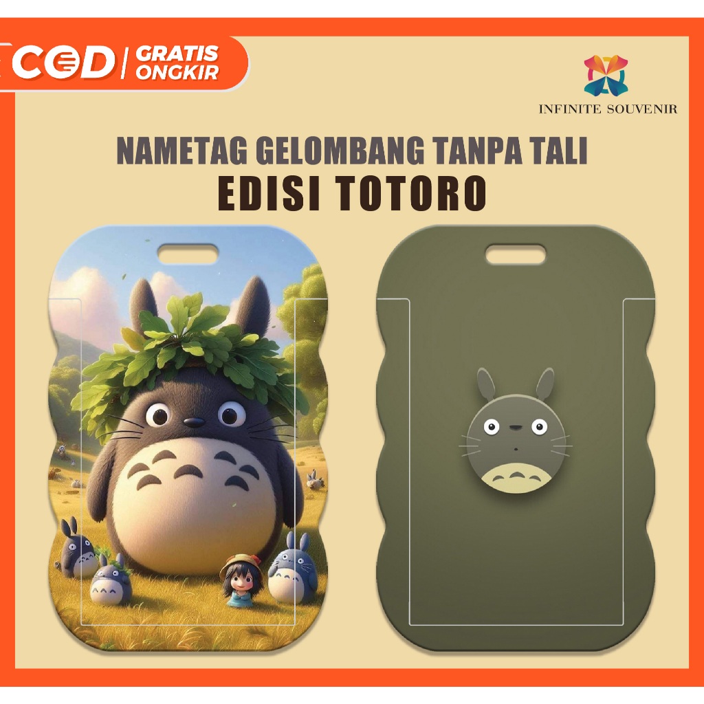 Jual [N019] ID CARD HOLDER GELOMBANG Motif Totoro / Name Tag Cat / Aesthetic - Tanpa Tali ...