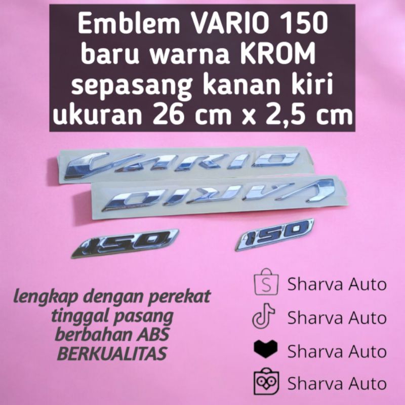 Jual Emblem 3D timbul motor honda VARIO 150 warna silver mengkilap ...