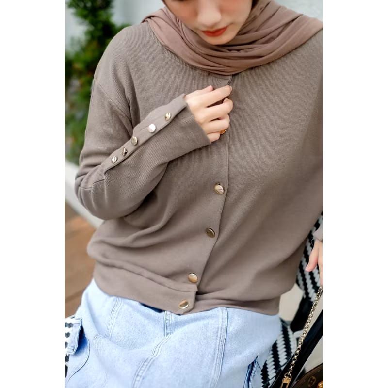 Jual inara cardygan rajut wanita basic Kancing lengan/inara rajut motif ...