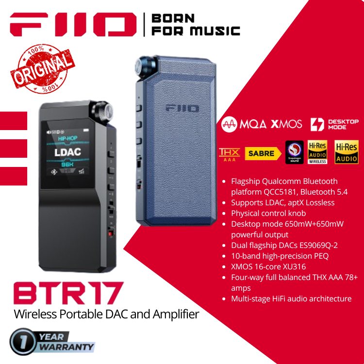 Jual FiiO BTR17 / BTR 17 / BTR-17 ES9069Qx2 Portable BT Wireless DAC and Headphone Amplifier ...