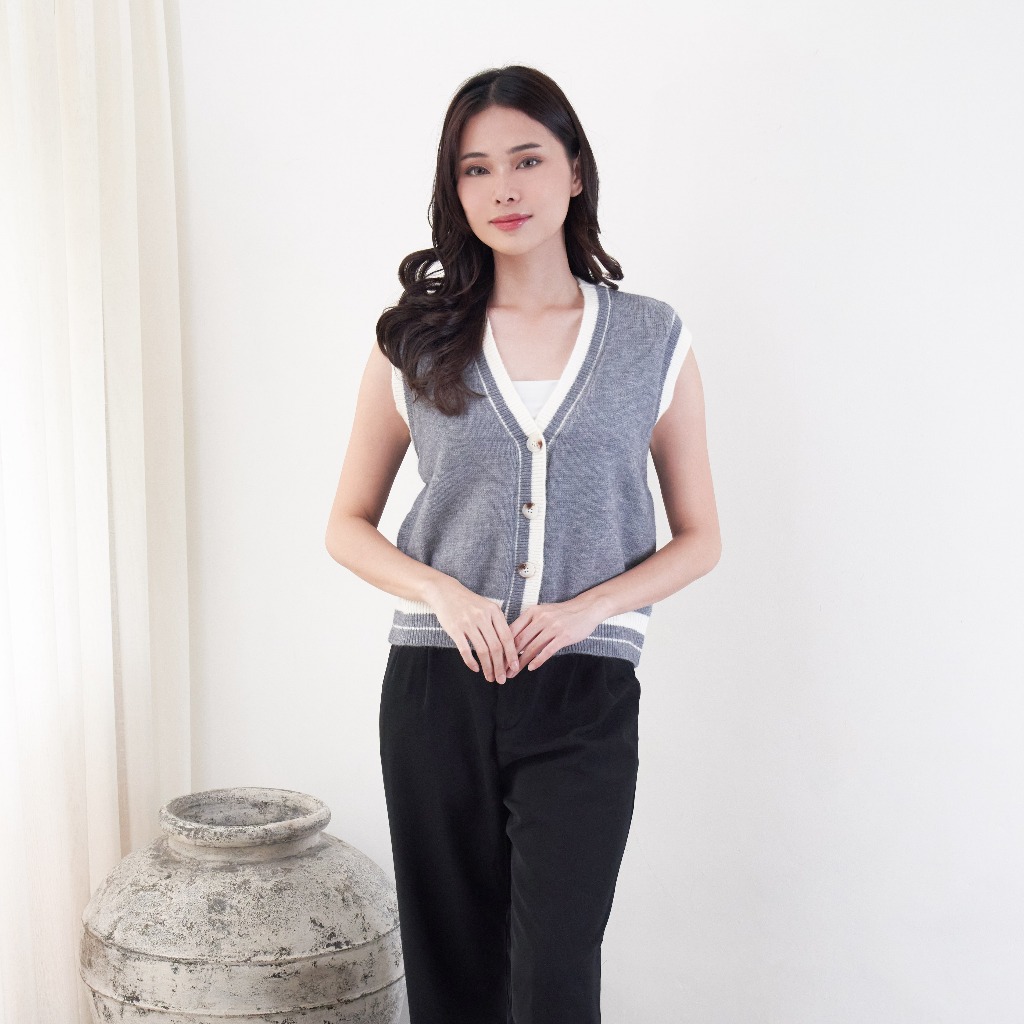 Jual QUEENTIN Vest Wanita Rajut 993 Mix Knit Polos Tanpa Lengan ...