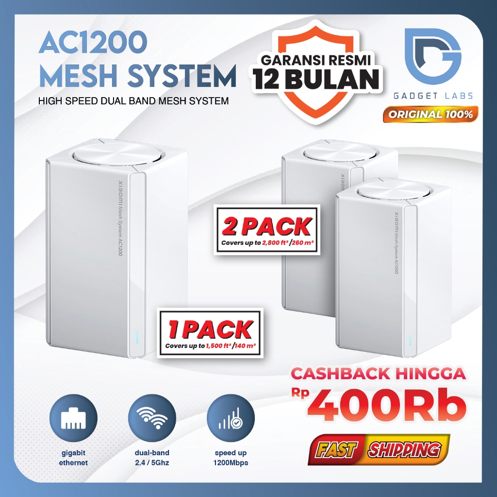 Jual Xiaomi Mi Mesh System AC1200 Router Dual Band Gigabit Network 2.4 GHz / 5GHz 1200 Mbps ...