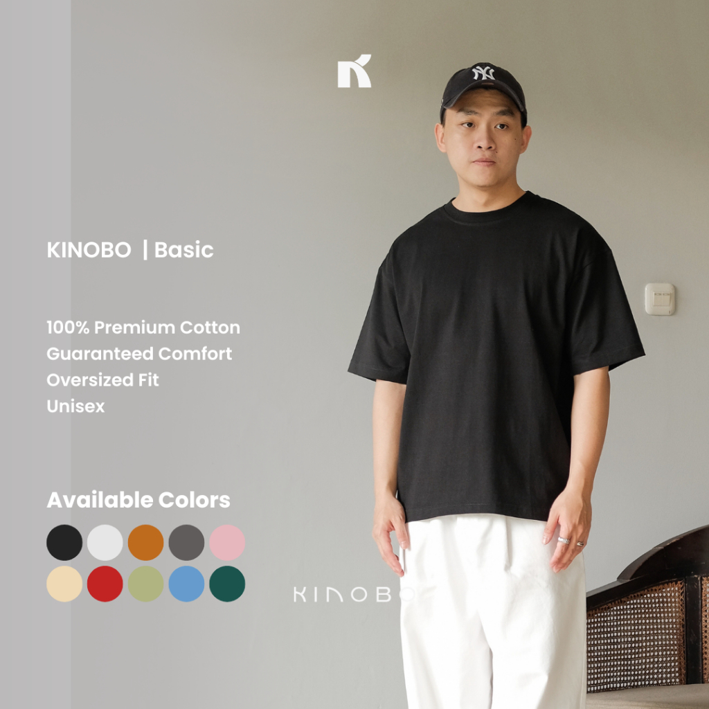 Jual KINOBO | Kaos Polos Oversized Pria Katun Basic Oversized Tshirt ...