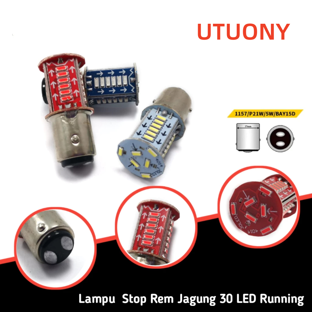 Jual lampu stop rem belakang 30 titik running kedip - led bayonet 30 ...