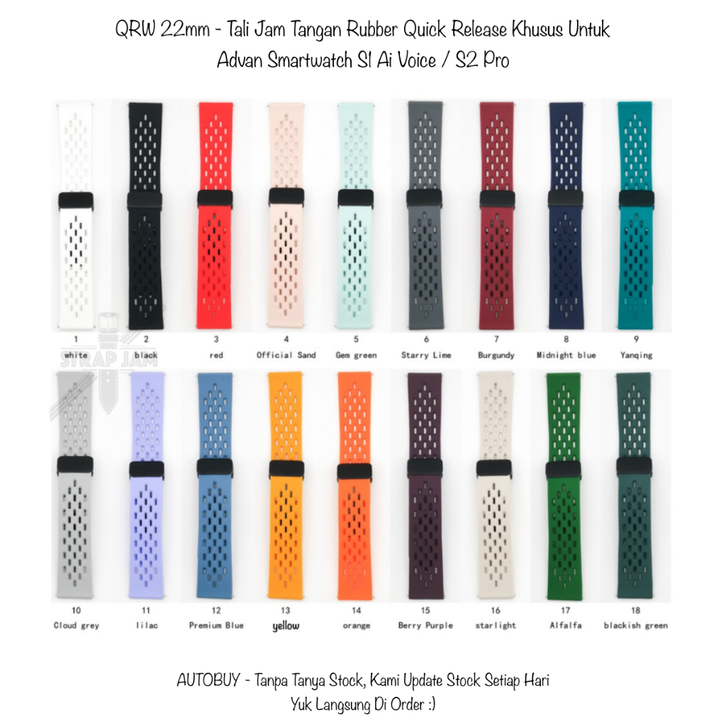 Jual QRW 22mm Tali Jam Tangan Advan Smartwatch S1 Ai Voice / S2 Pro ...