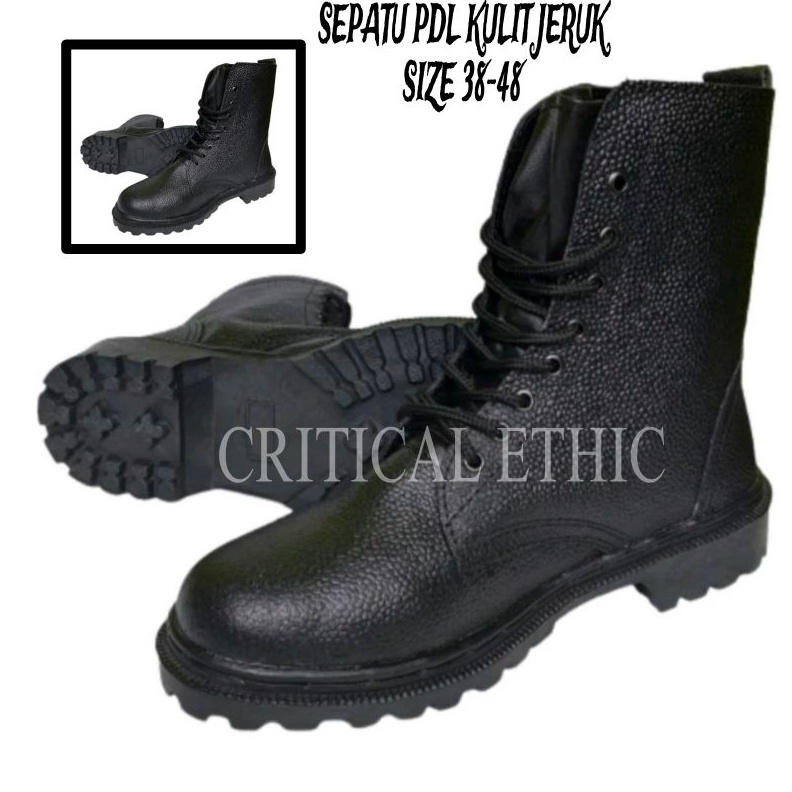 Jual SEPATU PDL KULIT JERUK HITAM SEPATU PDL LINMAS HANSIP SECURITY ...