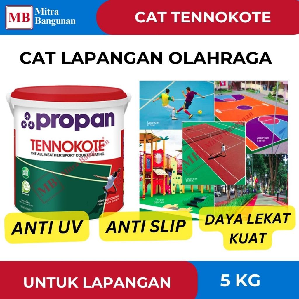 Jual PROPAN TENNOKOTE CAT LAPANGAN OLAHRAGA 5 KG WARNA HIJAU PUTIH BIRU ...