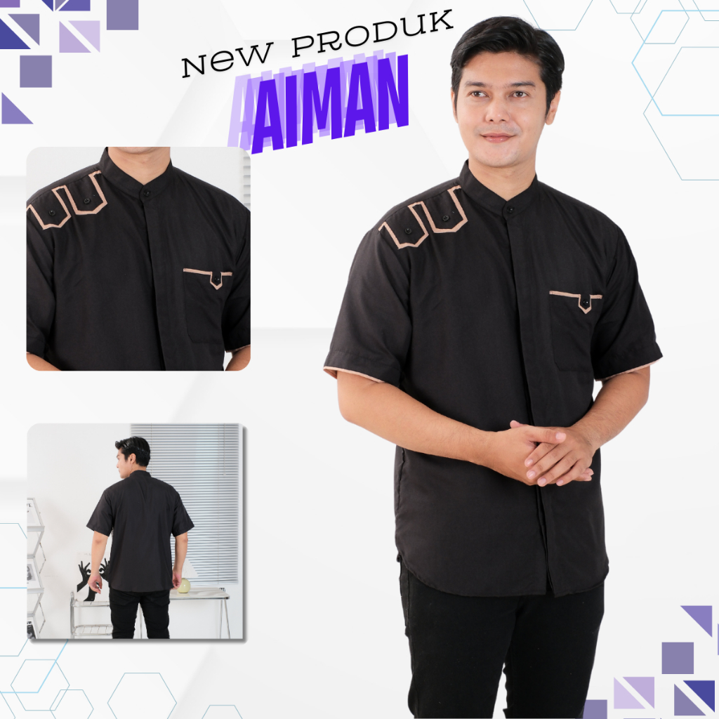 Jual Rifina Baju Koko Pria Muslim Lengan Pendek Motif Mahesa Bima Katun ...