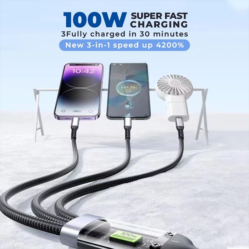 Jual Data Charger Fast Charging 3 in 1 Kabel Lightning Micro USB Type C ...
