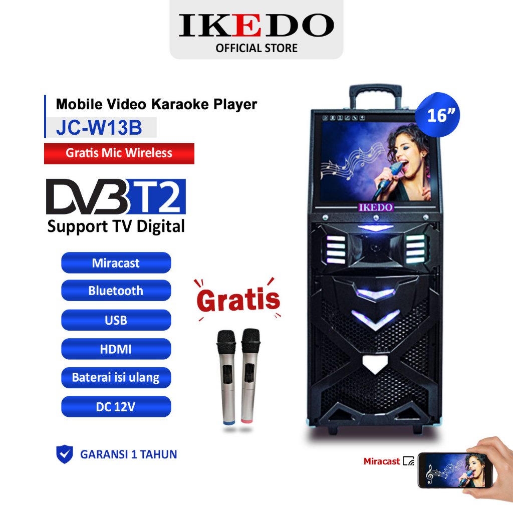 Jual IKEDO Speaker Aktif 12 inch Layar LED 16 inch TV Digital Miracast ...