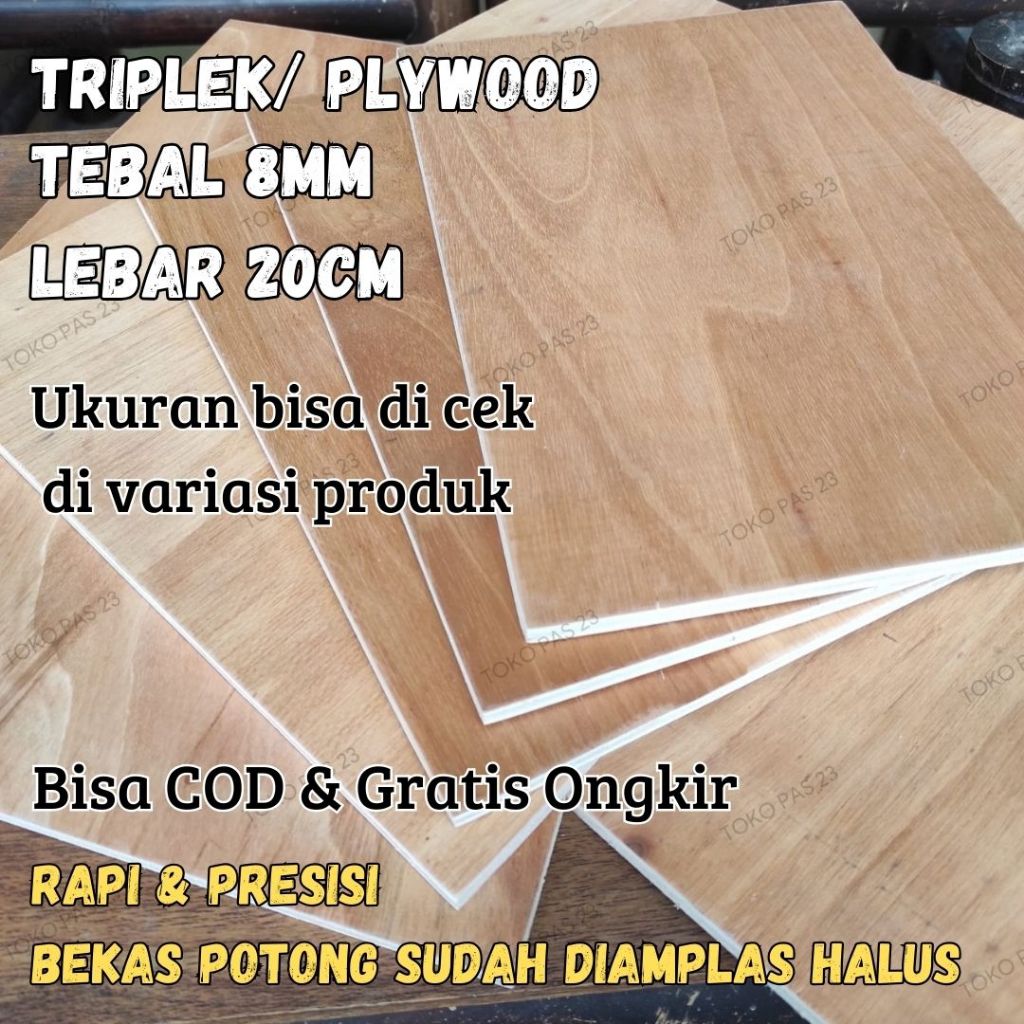 Jual TRIPLEK Potongan Lebar 20cm TEBAL 8mm MULTIPLEK PAPAN KAYU LAPIS ...