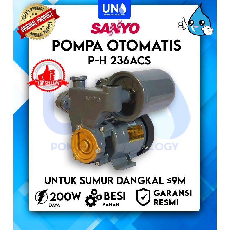 Jual Sanyo Pompa Air Sumur Dangkal Auto Otomatis PH 236 AC S / PH-236 ...