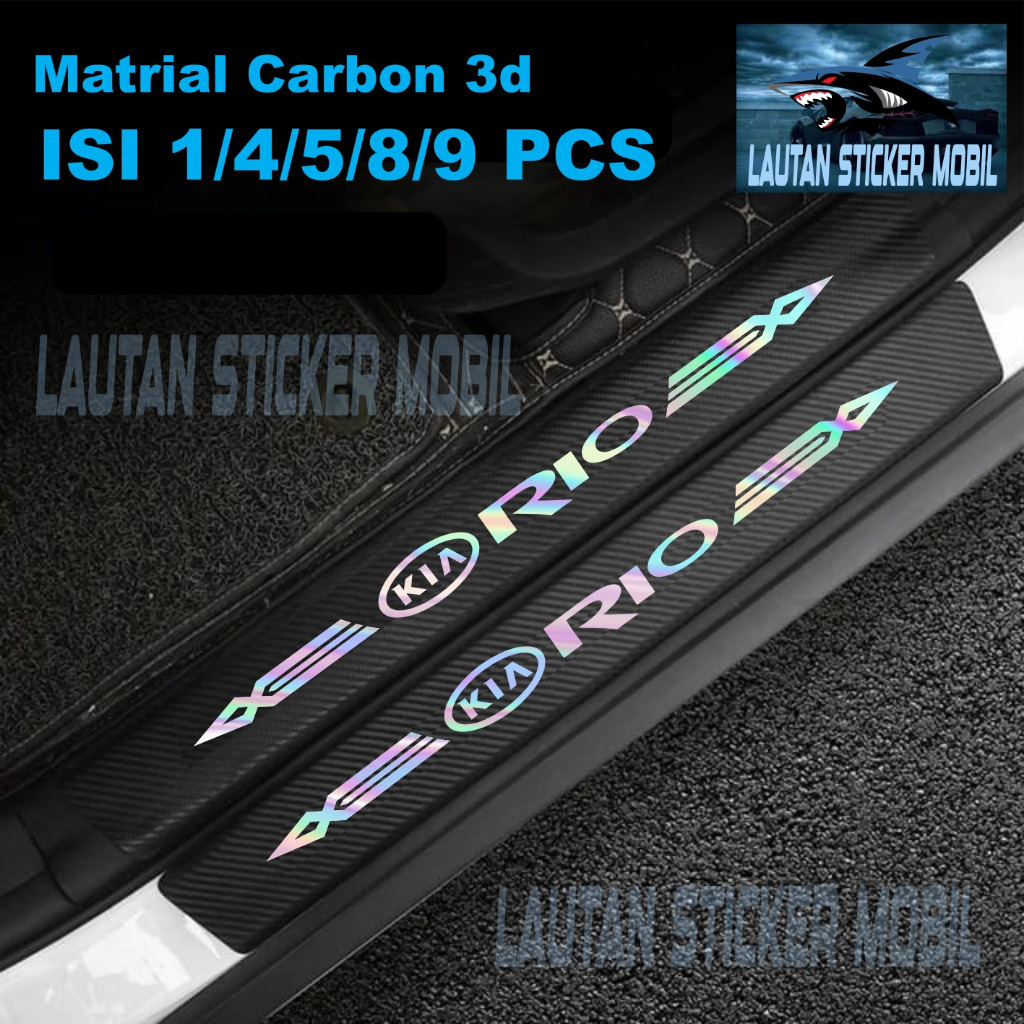 Jual COD 1set 9pcs cutting sticker sillplate bahan karbon 3d mobil kia ...