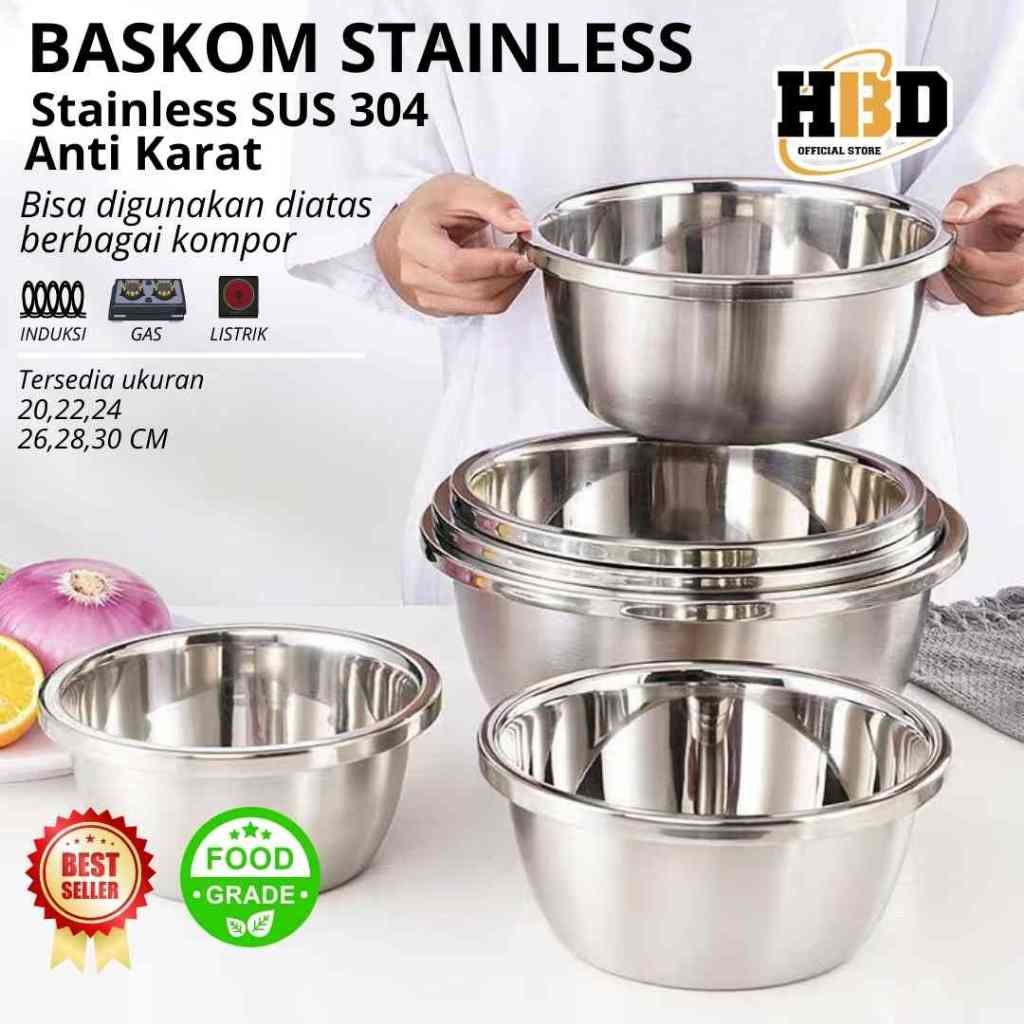 Jual COD【baskom】PROMO 6 PCS Baskom Tebal Premium SUS 304 Free 1 Centong ...