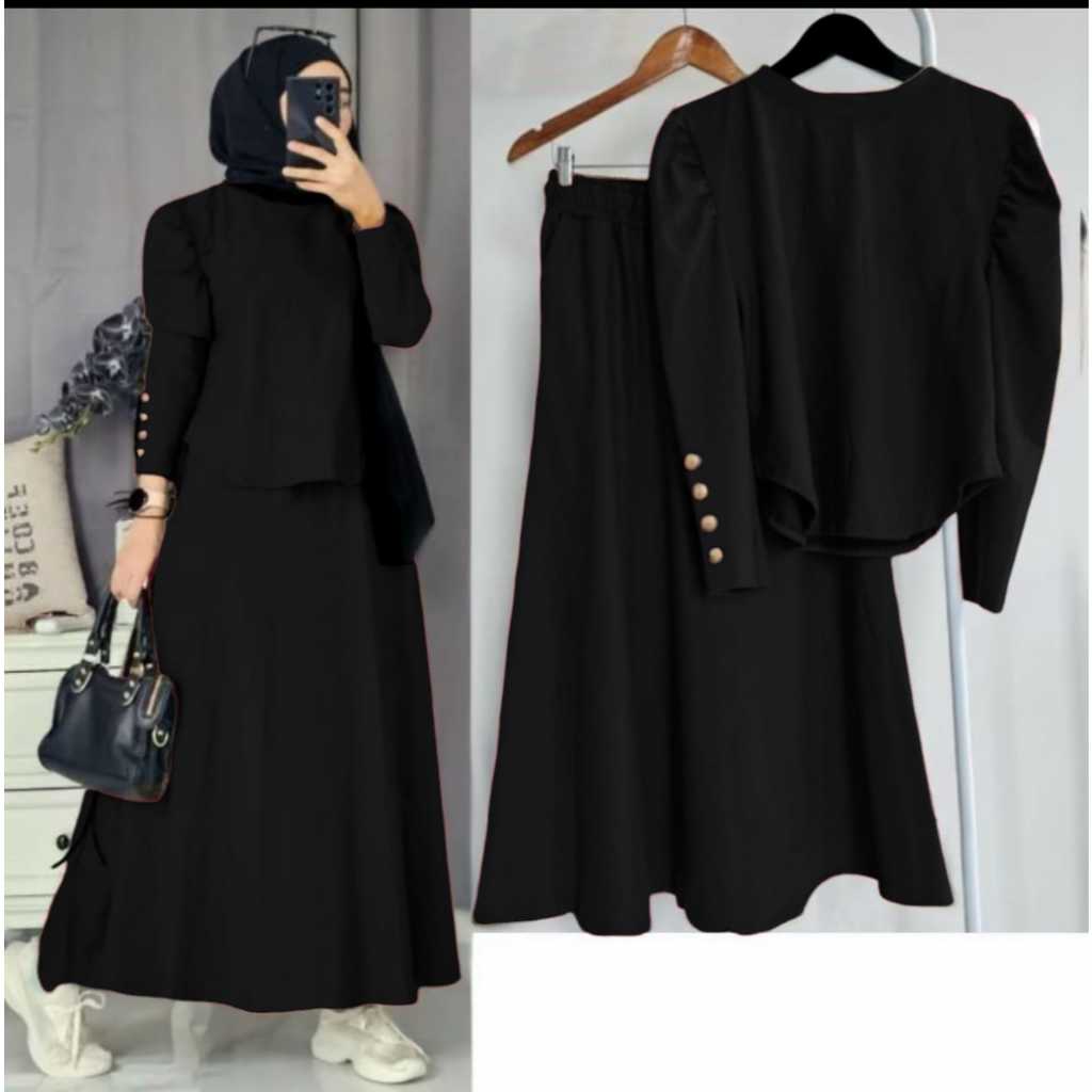 Jual SET ROK TERBARU MITSUKA TANGAN BALON KNIT PREMIUM // SETELAN ROK WANITA RIB KNIT // ONE SET ...