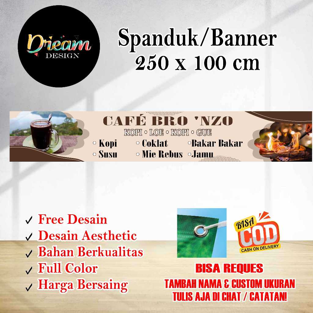 Jual Jual Cetak Spanduk Banner 300x50 cm cafe kopi | Shopee Indonesia