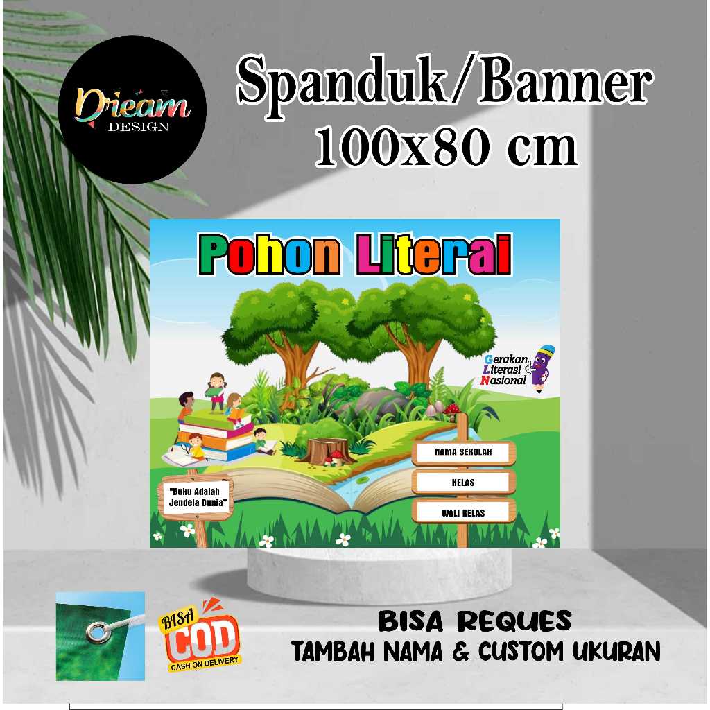 Jual Spanduk 100x80 cm literasi sekolah Custom Desain | Shopee Indonesia