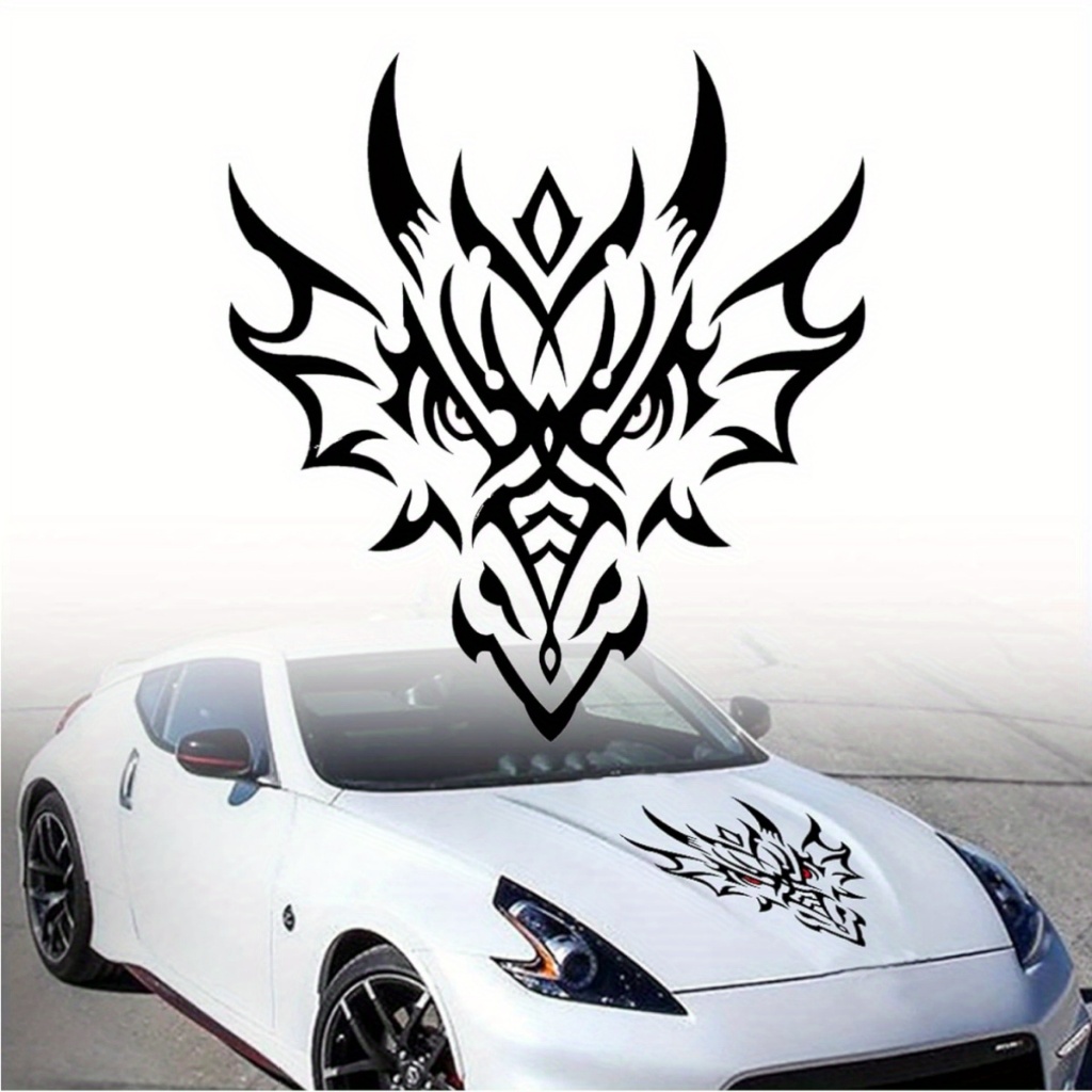 Jual Stiker Kap Mobil Vinil Kepala Naga Hitam-Stiker Eksterior Tahan ...